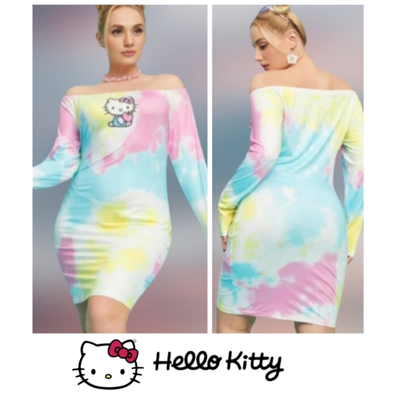 Hello Kitty | Dresses | Hello Kitty Plus Size Tie Dye Dress Off ...